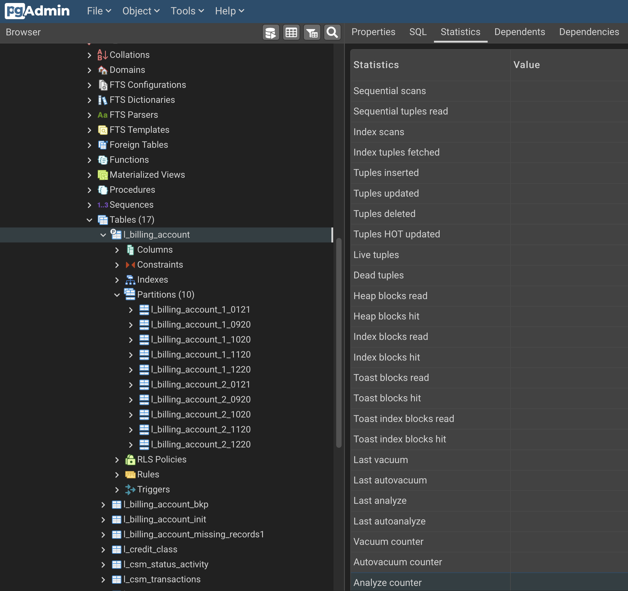 Statistics on partition tables (RM #5956) · Issue #3918 · pgadmin-org/pgadmin4 · GitHub