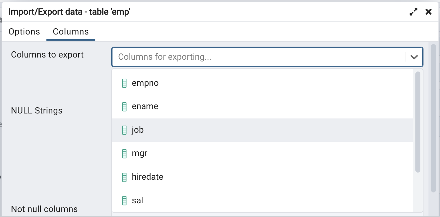 'columns to import' ... not auto selected second time for same table (RM #7252) · Issue #4957 ...