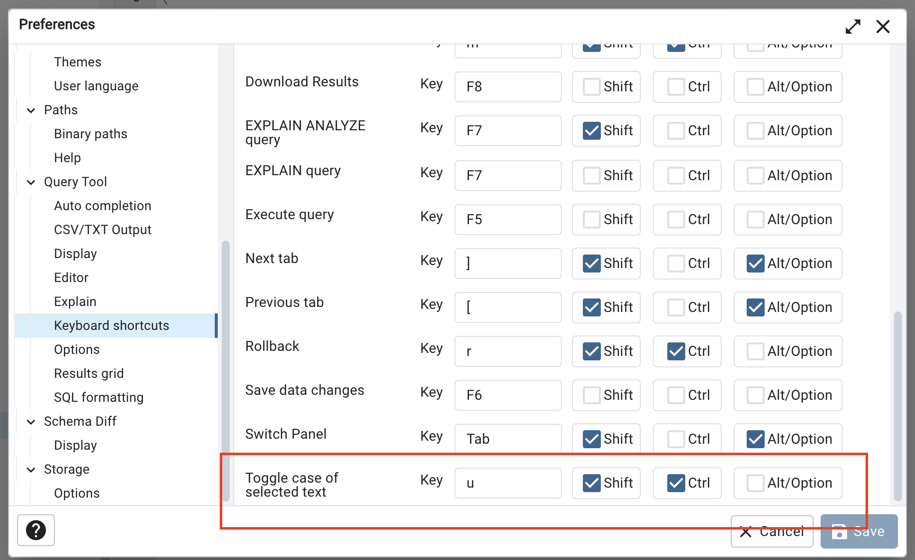 Keyboard shortcuts for the "Query Tool": some work, some don't, some are not listed - some of ...