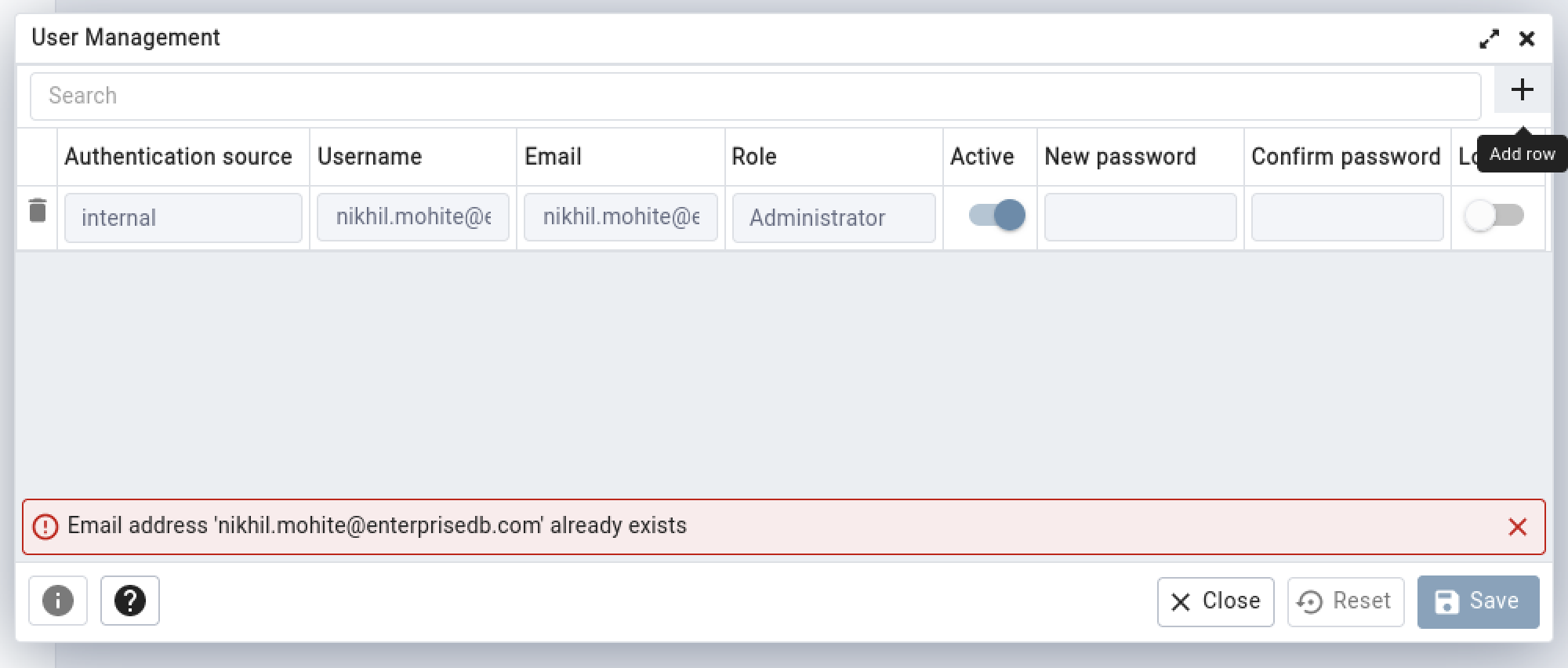 [UI] User management - Getting error email already exists when open dialog and lock user not ...